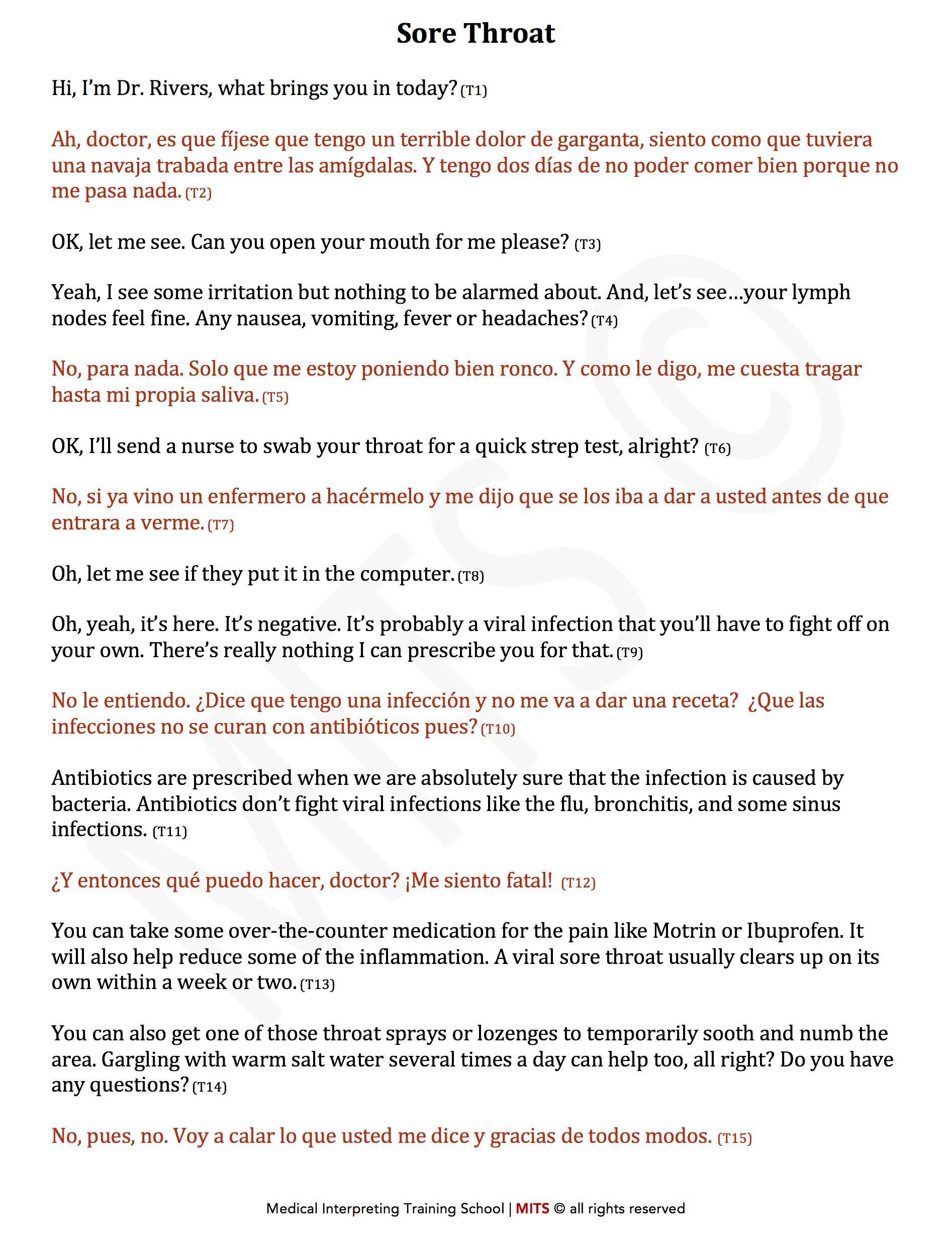 Practice Exercises 9 • Medical Interpreting Training School